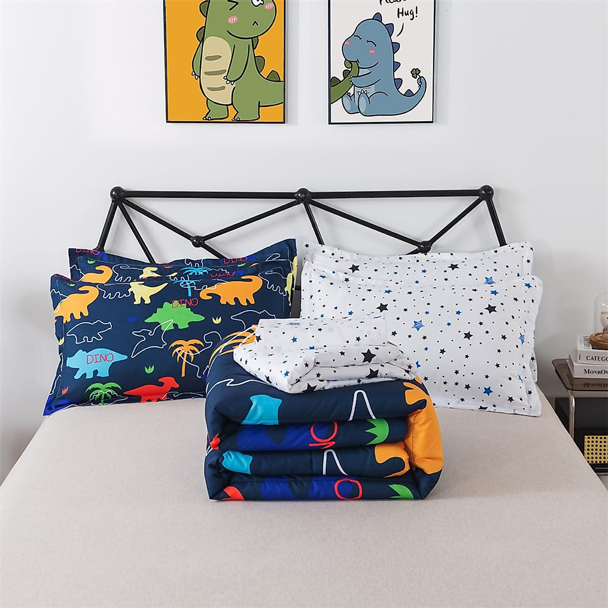 lishjekee Dinosaur Comforter Full for Kids 7Pieces Dinosaur Comforter Set Bed in A Bag for Boys Teens T-Rex Dino Bedding Sets Jungle Dinosaur Comforter and Sheets Set Home Decor