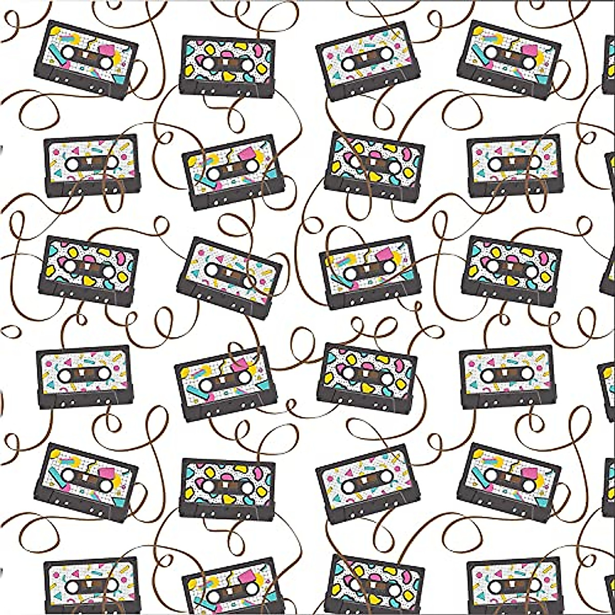 Stesha Party 80s 90s Cassette Tape Gift Wrapping Paper - Folded Flat 30 x 20 Inch (3 Sheets)