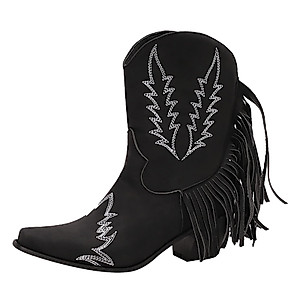 women boots cowgirl vintage fringed western cowboy solid slip on outdoor chunky heel booties shoes low heel side zipper brown cowgirl boots for women chelsea boots