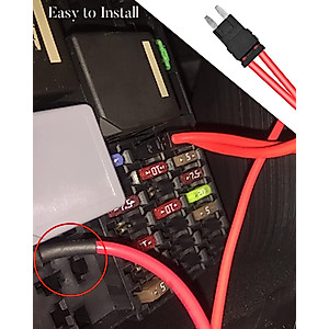 Tavaski Car Fuse Holder Connector, 32V 20 Amp 16 AWG, Tap and Test Automotive Circuits Red Wire Cable, Fit for Mini ATM Fusebox Panels 11.5 Inch, with 2Pcs 20A Fuses