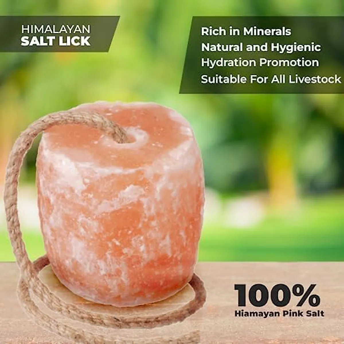 100% Himalayan Salt Lick for Horses 3-4 LBS- Pack of 3 Licking Salt Block for Animals with Minerals, Salt Licks for Cows, Goats, Deer, Cattles & on Rope