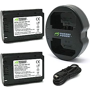 Wasabi Power Battery (2-Pack) and Dual USB Charger for Sony NP-FZ100, BC-QZ1 and Sony FX3, a1, a9, a9 II, a7C, a7R III, a7R IV, a7S III, a7 III, a7 IV, a6600 (KIT-BB-FZ100-02)