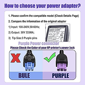 Burflo 30V 333mA Ac Adapter 0957-2286 for HP Deskjet 1000 1050 1051 1055 1056 2000 2050 3000 3050 3050A 3051A 3052A 3054 3510 3512 Printer Series J110A J310A J410 J410E J510 J611 0957-2290 0957-2398