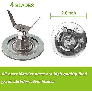 Blender Blade for Oster Osterizer with Sealing Ring Gasket Blender 4902 Blender Jar Bottom Coupling Stud Pin Kit Compatible with Oster Blender Glass Jar Replacement Kit