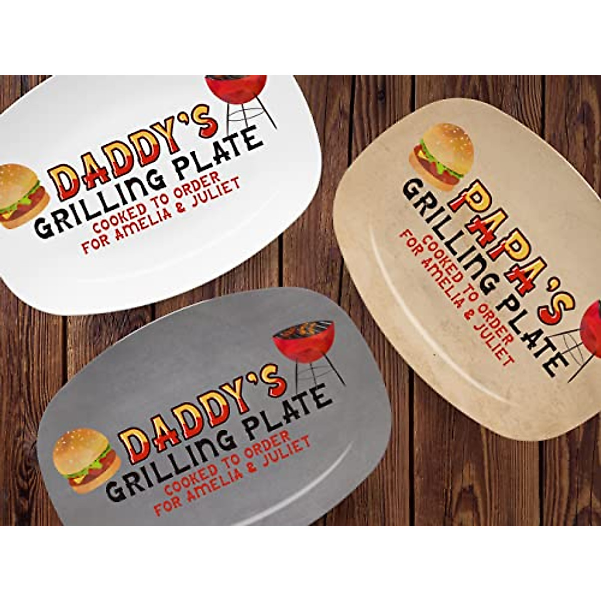 Personalized Barbecue Grilling Plate Custom Christmas Gifts for Dad Custom BBQ Grill Platter Daddy's Grilling Plate Gift Ideas for Grandfather Serving Trays Serving Plates for Fish Dish, Steak