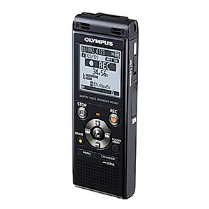Olympus WS-853 black voice recorder with true stereo mic, 8GB, 110 hours battery life, voice balance, direct USB connection, with MP3 file format.
