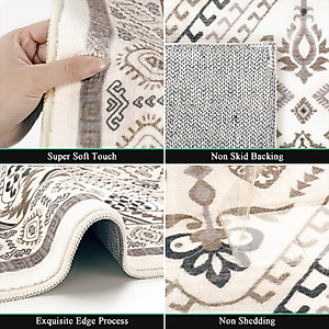 HEBE Washable Area Rug 5x7 Living Room Rug Large Rugs for Bedroom Soft Throw Rugs Non Slip Dining Room Mat Traditional Tiled Area Rugs Indoor Floor Carpet for Nursery Kids Room Entryway