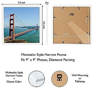 HEYTUYA 9x9 Picture Frame White for Tabletop or Wall Hanging, 9 x 9 Frame, Wall Gallery Photo Frame with Shatter Resistant Plexiglas, White