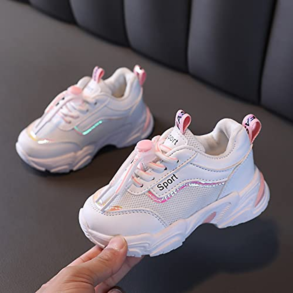 Toddler Kids Baby Boys Girls Sports Shoes Mesh Breathable Infant Soft Sneaker Shoes Running Shoes Walking Shoes (Pink, 4.5-5 Years Little Kid)