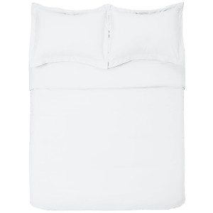 Amazon Basics Lightweight Microfiber Duvet Cover Set with Snap Buttons, Full/Queen, Bright White