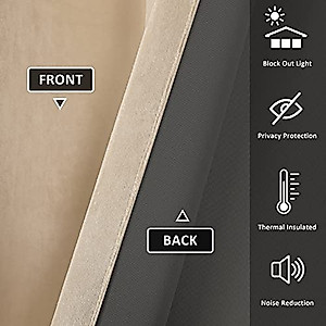 SNITIE Ivory Beige 63in Long Velvet Blackout Curtains with Grommet, Super Soft Thermal Insulated Noise Reducing Thick Velvet Drapes for Living Room and Bedroom, Set of 2 Panels, 52 x 63 Inch Long