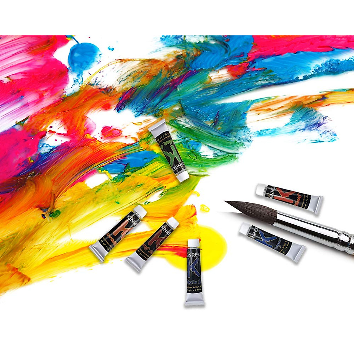 KINREX Acrylic Paint Set - 24 Color Art Set - 12 ml Each - Non Toxic and Vibrant Colors - Best Craft Gift for Adults and Kids