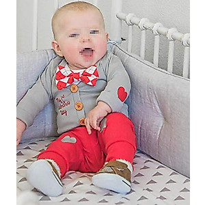 Infant Baby Boy Valentines Day Clothes My First Valentines Day Romper Bodysuit Pants Outfits Set 3PCS (Valentine's Day, 0-6M)