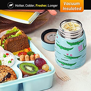 Charcy 11 Ounce Kids Thermos for Hot Food - Soup Thermos Insulated Food Jar for Hot & Cold Food - Blue Alligator