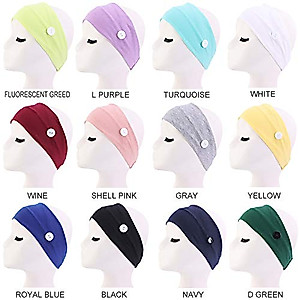 CÉLLOT 12 Pack Boho Wide Headband with Button Elastic Turban Hair Band Yoga Head Wraps for Women Girls Nurse and Doctor