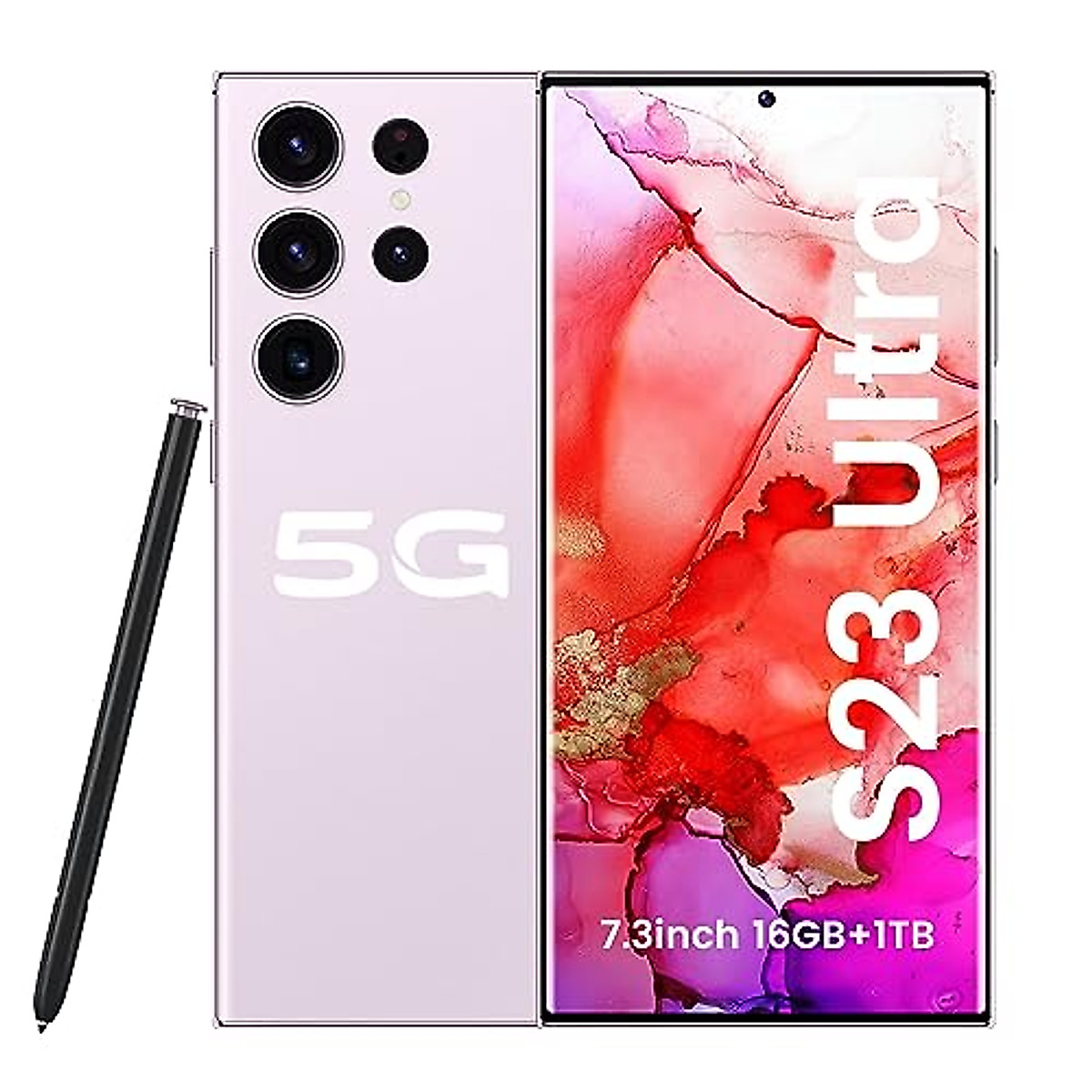 RAYPUR S23 Ultra Smartphone, Global Version Android Cheap Mobile Phones, 7.3 Inch HD Full Screen, 6800Mah 16GB 1TB, 5G Dual Sim Card Cell Phone,Purple-1TB