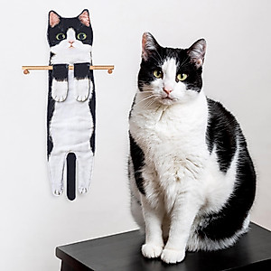 Cat Hand Towels for Kitchen Bathroom - Cute Cat Decor Gadgets - Hanging Soft Absorbent Hand Face Towel - Funny Birthday Mothers Day Housewarming Holiday Unique Gifts for Women Mom Lady Cat Lovers