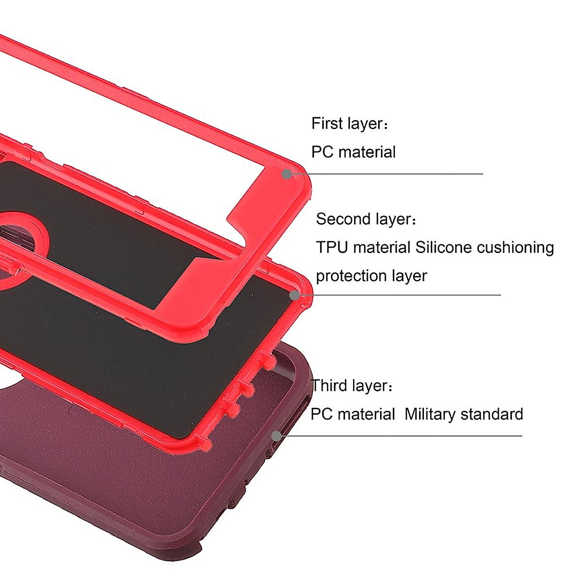 Case for iPhone 6 Plus/6S Plus with Built-in Screen Full Body Protector Phone Case, Shockproof TPU Hard PC Bumper Drop-Proof Shell for iPhone 6 Plus/6S Plus 5.5" (PurplePink)