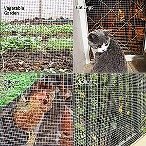 AMAGABELI GARDEN & HOME Hardware Cloth 1/2 inch 48inx100ft Galvanized After Welding 19 Gauge Square Chicken Wire Fence Mesh Roll Raised Garden Bed Plant Supports Poultry Netting Cage Snake Fence JW008