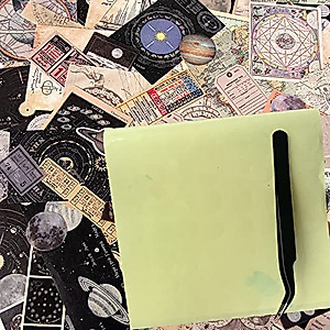 200pcs Aesthetic Stickers for Journaling - Vintage Scrapbook Stickers Journaling Supplies Space Moon Stickers Scrapbooking Supplies Paper for Witch Bullet Journals Supplies Kit Junk Journal Planners