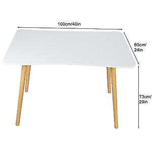 Writing Desks for Home Office, Wood Computer Desk, Modern Simple Style Home Office Gaming Desk, Basic Writing Table for Small Spaces, Laptop Computer Table, Study Desk with Solid Legs (White)