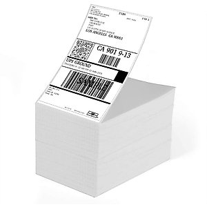 BESTEASY 4" x 6" Fanfold Direct Thermal Labels, White Perforated Permanent-Adhesive Shipping Labels, Mailing Address Label, Compatible with Zebra, Elton (4 Stack 1000 Labels/Stack)