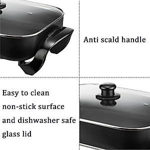 Large Capacity Nonstick Electric Skillet - Serves 4 to 6 People (16 inch)