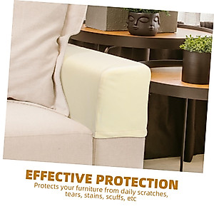 GOOHOCHY 2Pcs Universal Sofa Armrest Covers Elastic Protective Covers for Sofas Beige Comfortable Long-Lasting Decor
