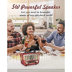 【2023 Newest】 PRUNUS J-180 Vintage Retro Radio Bluetooth Speaker with Best Sound, Portable AM FM Radio with Loud Volume, Bluetooth 5.0 Wireless Connection, TF Card & MP3 Player, Rechargeable Speaker
