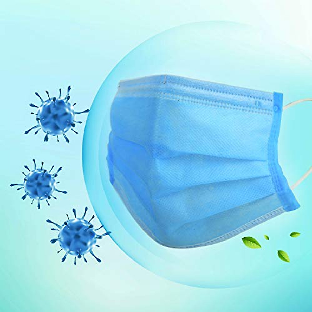 Kenko Disposable 4-Ply Face Masks, Breathable & Comfortable Filter Safety Mask, Protection Mask for Dust Air Pollution (50, BLUE)