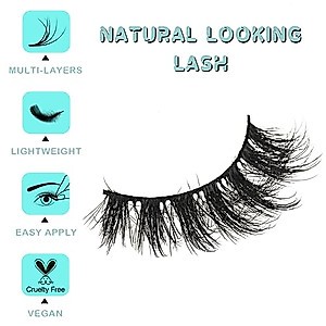 APCYUST Mink Lashes Fluffy Wispy Eyelashes Medium Natural Eye Lash Pack Thick Full Small Strip Eyelash Set Thin Band Russian Strips Lash Extension (Spiky Lash | 11-17mm)