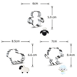 Lamb Sheep Cookie Cutter Shapes Set - 3 Pieces - Azflyife Stainless Steel Metal Animal Series Biscuit Mold Cutter for Easter Celebrate Christmas Birthday Party Wedding Holidays Baking Gift
