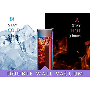 Onebttl Volleyball Gifts for Teen Girls & Team, Stainless Steel Kids Volleyball Tumbler, Double Wall Vacuum Insulated Bottle with Lid and Straw 20oz - Peace Love Volleyball (Glitter Purple Blue)