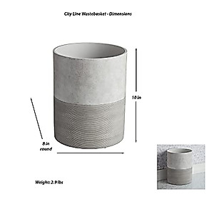 Roselli Trading Company City Line Bath Wastebasket, Gray