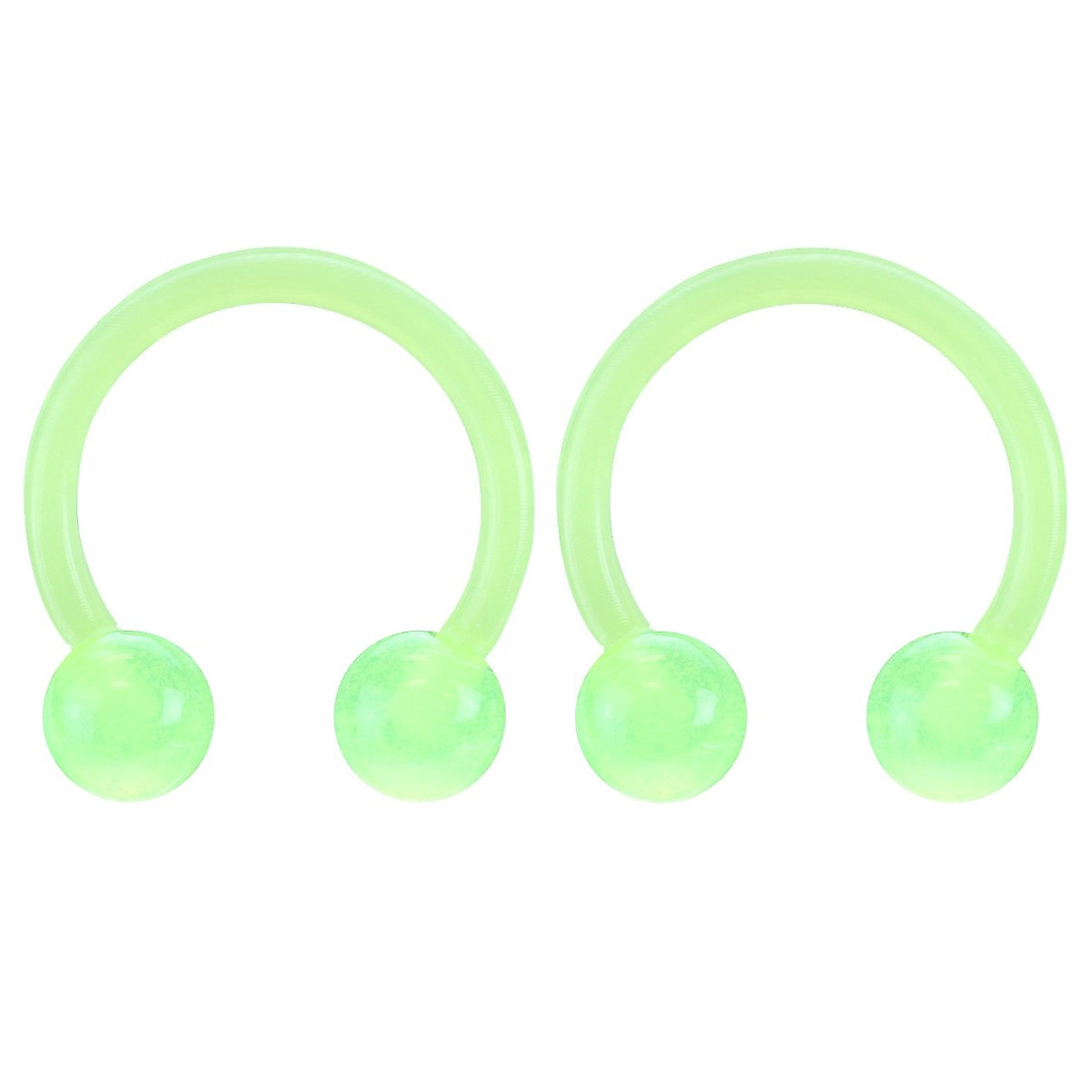 Pierced Owl 16GA Glow in The Dark Flexible Horseshoe Circular Barbells, Sold as a Pair (Green)