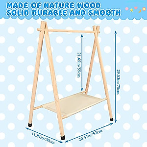 Juexica 2 Pcs Baby Clothes Rack Kids Clothing Rack Dress up Storage Garment Rack Wooden Clothes Organizer with Storage Shelf for Baby Pets Dolls (Beige, 20.5" L x 11.8" W x 29.5" H, Medium)
