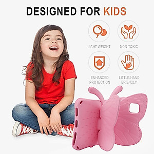 Simicoo Fire HD 10 Tablet 11th Gen 2021 case Cute Butterfly Case with Stand for Kids Light Weight EVA Rugged Shockproof Heavy Duty Kids Friendly Full Cover for Fire HD 10 11th Gen 2021 (Pink)
