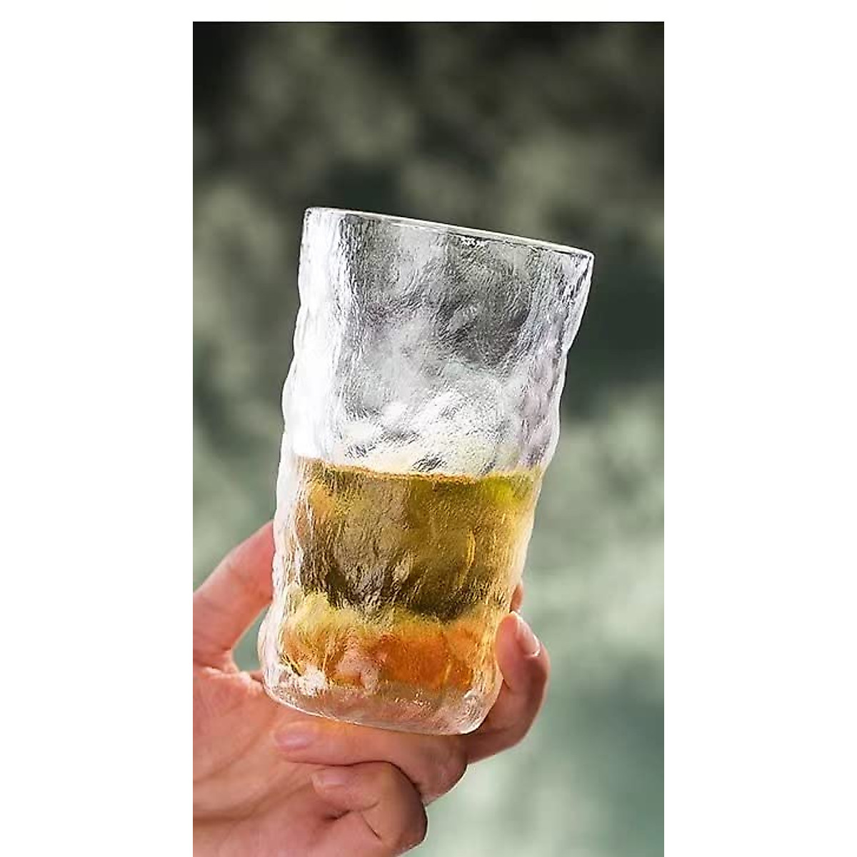Drop-proof glacier pattern embossed glass frosted rock cups minimalist wind high value cold drinks juice beer glasses transparent crystal cups suitable for home office restaurant picnic (5.4in*3in)
