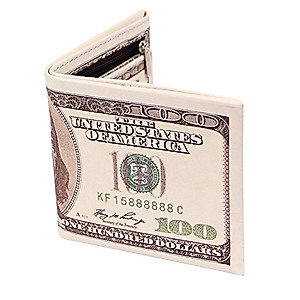LUI SUI Men Us Dollar Bill Wallet Billfold Leather Credit Card Photo Holder