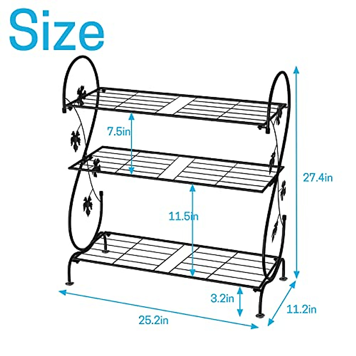 CLSYO 3-Tier Shoe Rack, Metal Shoe stand Organizer, Shoe Shelf for Storage Closets, Entryway, Hallway and Cloakroom, Black