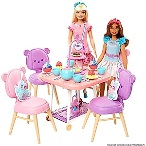 Barbie Tea Party Playset for Preschoolers, My First Tea Party Playset and Accessories, Preschool Toys and Gifts, Tea Party with 18 Storytelling Pieces, Two Plush Items, from 3 Years, HMM65