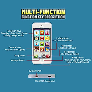 IQ Toys YPhone Toy Play Cell Phone USB Recharable