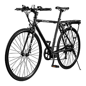 Swagtron Swagcycle EB-12 City Commuter Electric Bike with Removable Battery, Black, 700c Wheels, 7-Speed Shimano Gears