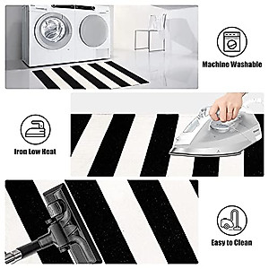 LEEVAN Black and White Rug 2X3, Washable Black Door Mat Cotton Woven Front Porch Rug, Layered Door Mats Outdoor Welcome Indoor Door Mat, Farmhouse Go Away Door Mat Door Mat Indoor Entrance Rug