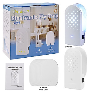 Phosooy 2 Packs Plug-in Mosquito Traps with 10 Glue Boards, Indoor Wall Insect Catchers with 365nm Blue-Violet Lights for Mosquitos, Moths, Fruit Flies, Gnats and Other Small Flying Bugs