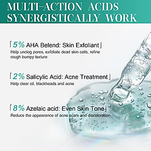 PROYA Facial Peels for Oil Skin, Contains Double AHA, Salicylic Acid, Azelaic Acid, with BASF Controlled Release Technology, Gentle Facial Exfoliator for Blackheads, Large Pores, Wrinkles & Fine Lines, Deep Cleanser 2.7 oz