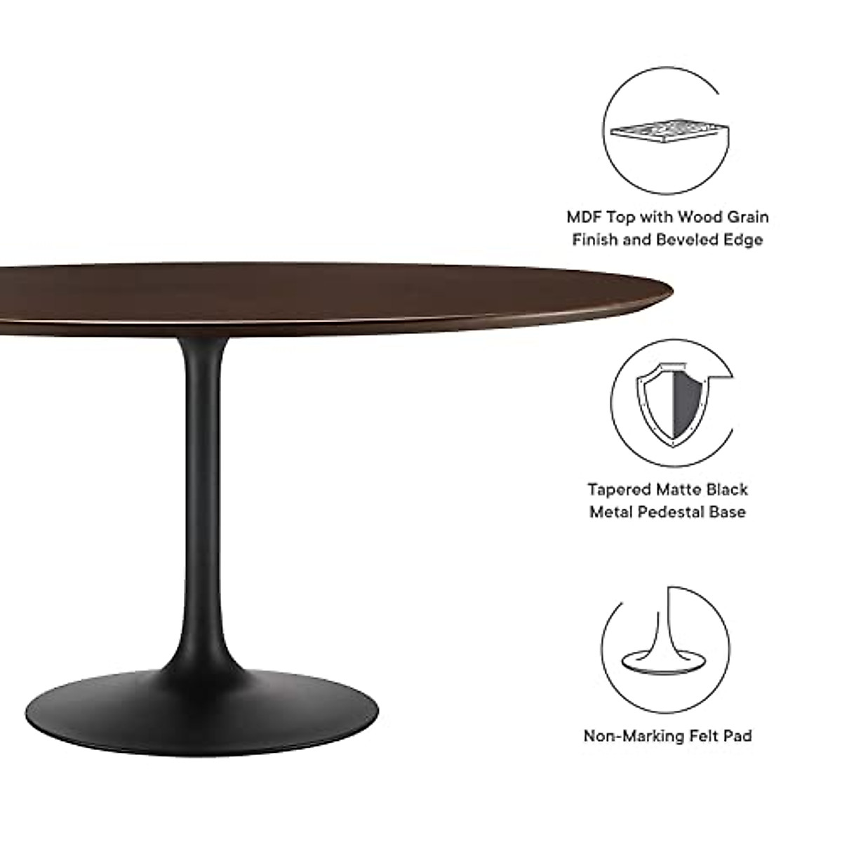 Modway Lippa Dining Table, 60 in x 60 in x 28.5 in, Brown