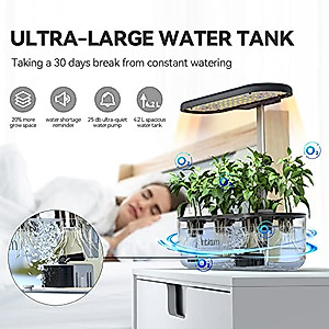inbloom Hydroponics Growing System 10 Pods, Indoor Herb Garden with LEDs Full-Spectrum Plant Grow Light, Water Shortage Alarm, Automatic Timer, Height Adjustable(7'' to 21''), 4.2L Water Tank, Black