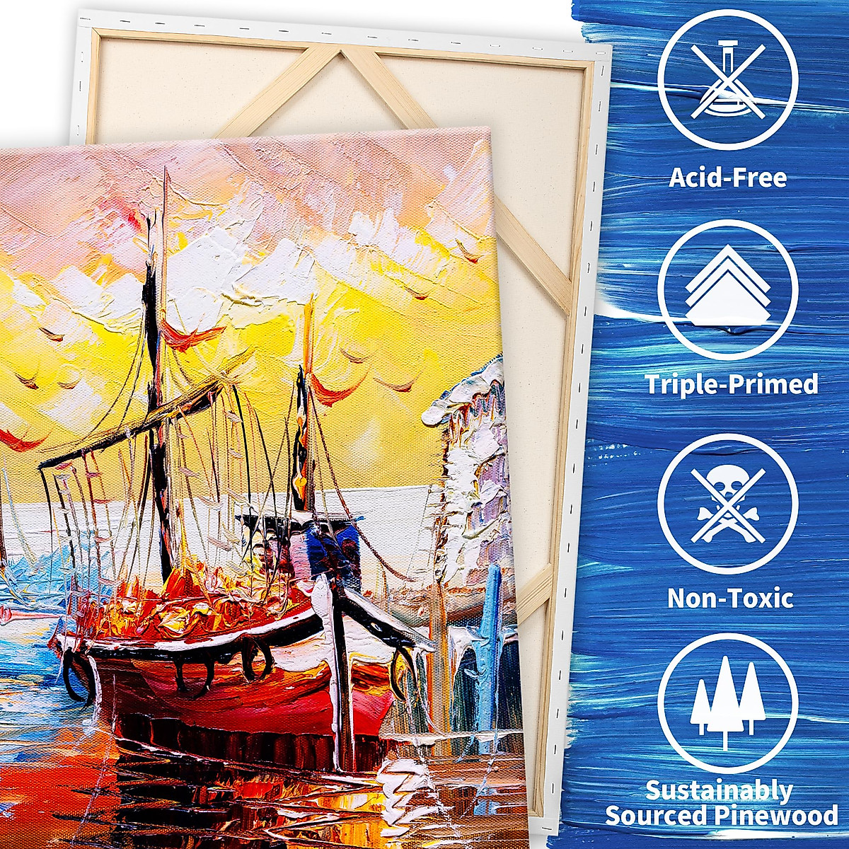 FIXSMITH Stretched White Blank Canvas - 24x36 Inch, 2 Pack,Primed Large Canvas,100% Cotton,5/8 Inch Profile of Super Value Pack for Acrylics,Oils & Other Painting Media