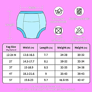 BIG ELEPHANT Baby Girls' Padded Potty Training Pants Underwear 6 Pack, 5T